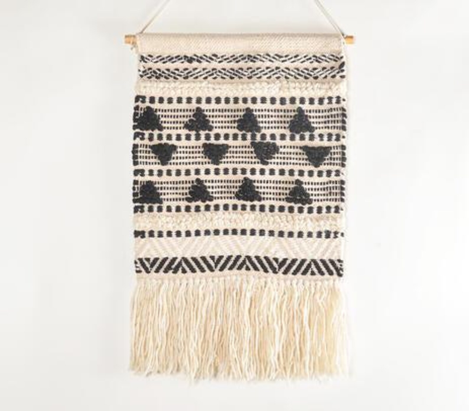 Handwoven Wool & Cotton Textured Triangle Fringed Wall Hanging - Etsy