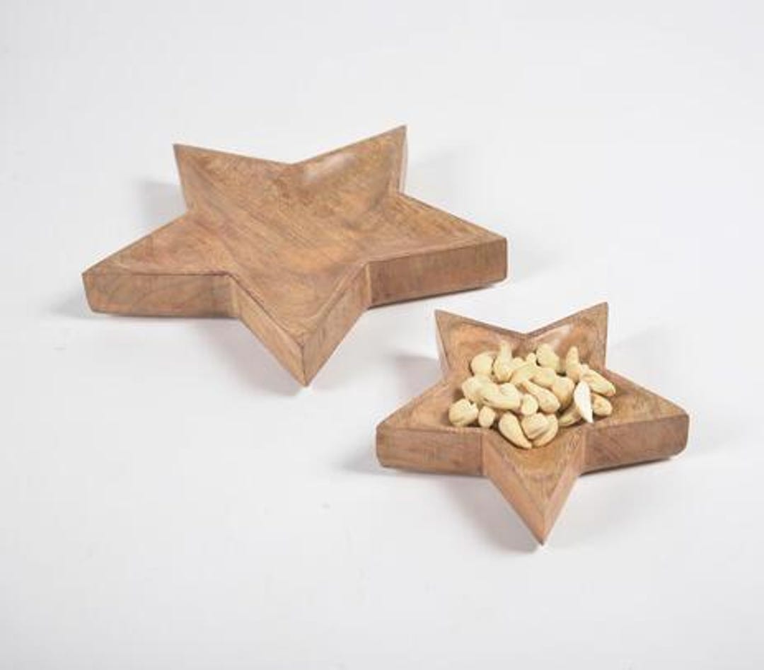 Star-shaped Mango Wood Snack Trays (set of 2) - Etsy