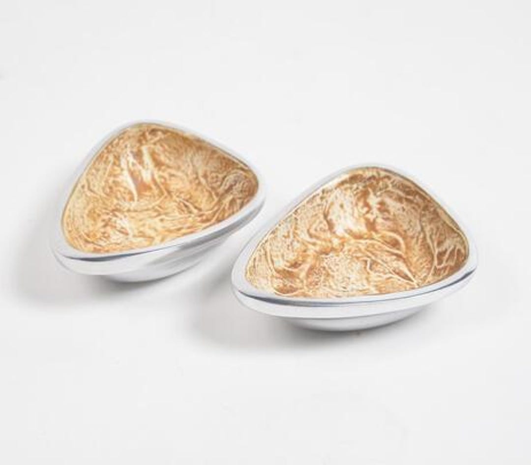 Textured Aluminium Triangular Bowls (set of 2) - Etsy