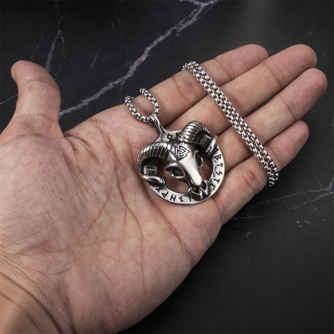 Men Viking Goat Necklaces Norse Valknut Odin's Runes - Etsy