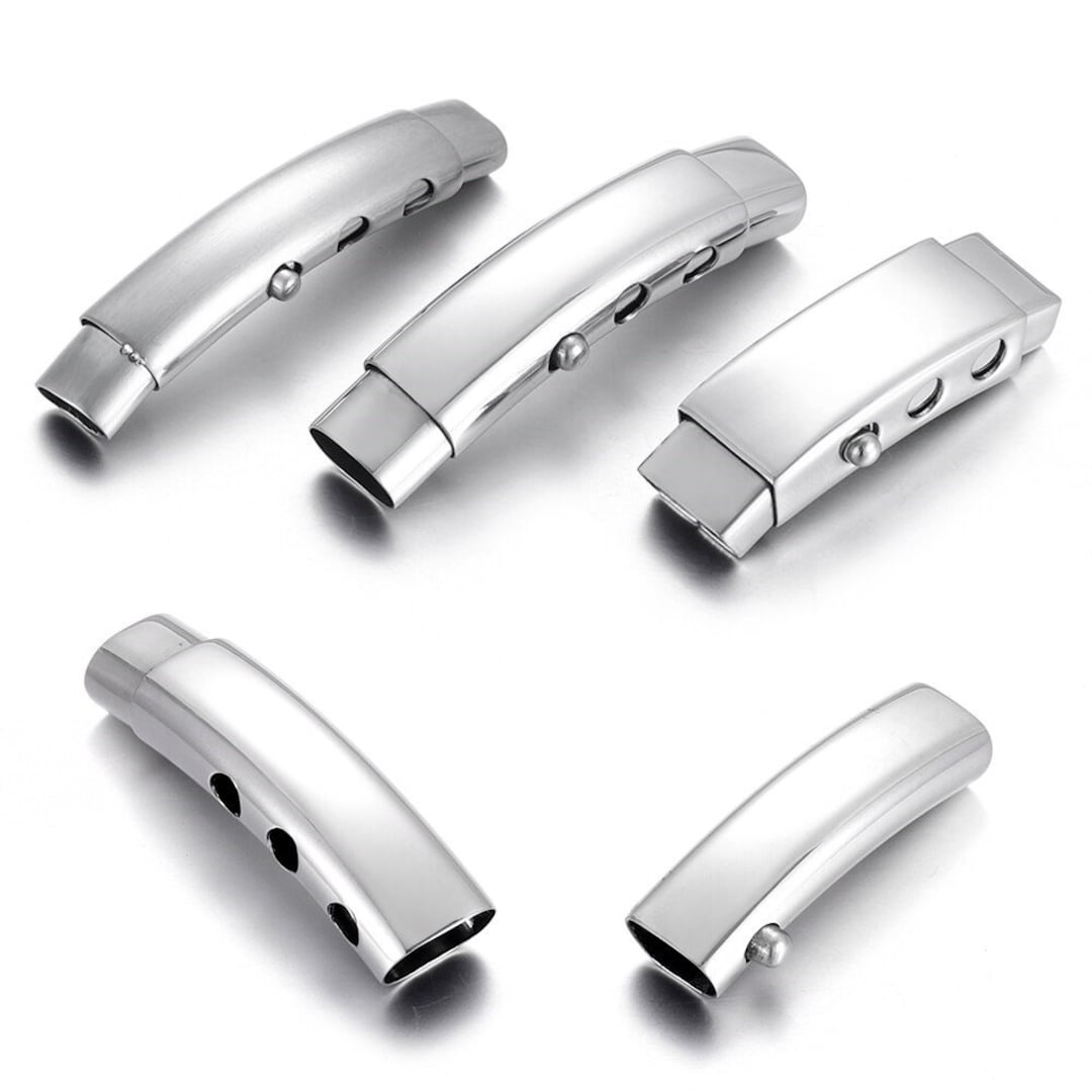 Adjustable Stainless Steel Bayonet Clasp 85mm Hole Curved Tube Leather ...
