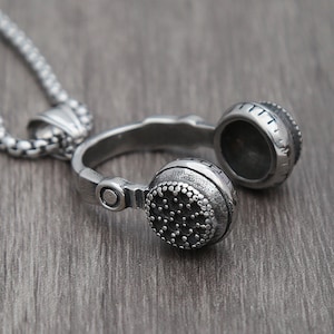 Punk Hip Hop DJ Music Headphone Pendant Necklace Long Chain Men Women ...