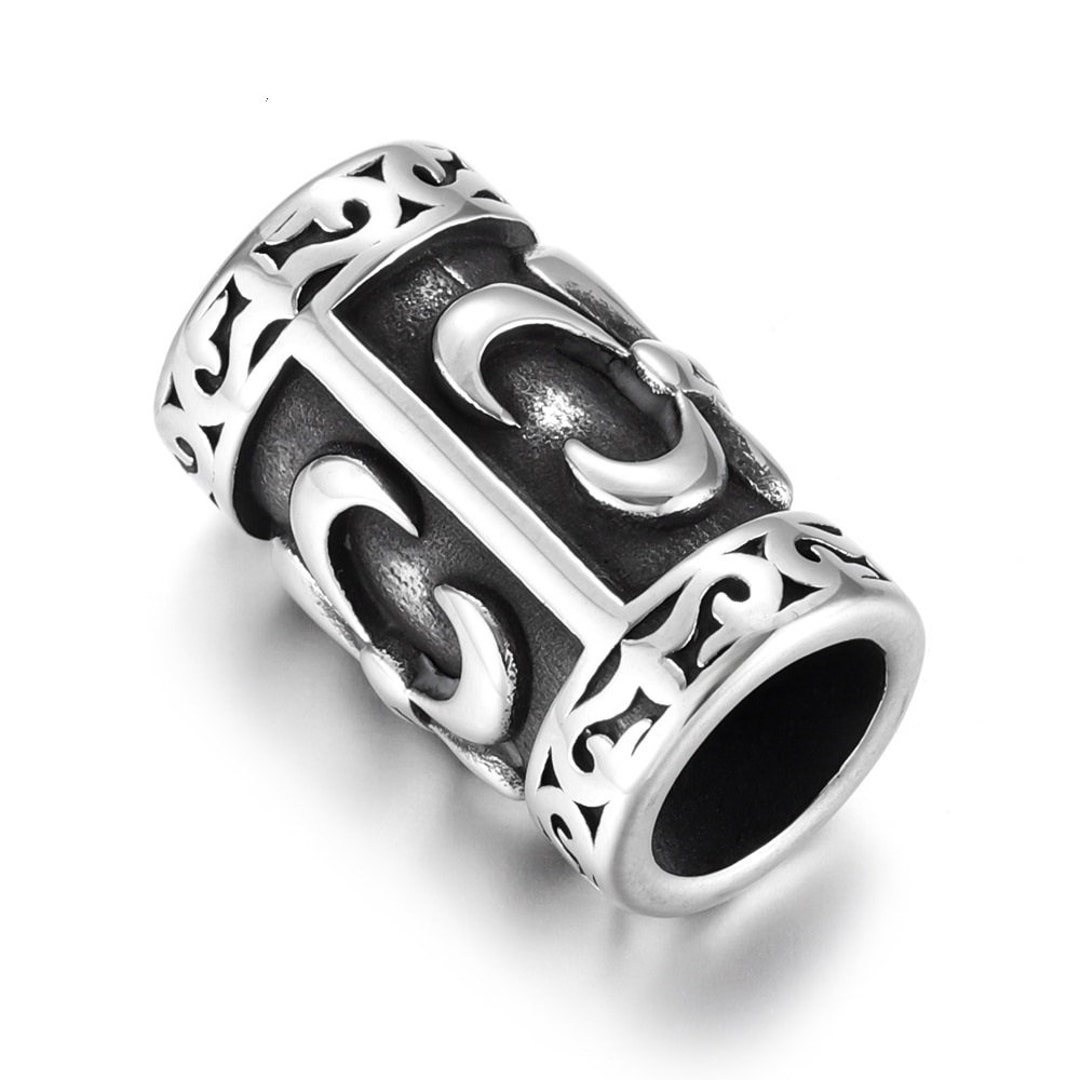 Stainless Steel Slider Tube Beads Blacken Slide Charms Large Hole 8mm ...