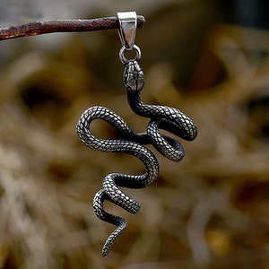 Gothic Snake Pendant Necklace for Mens Stainless Steel Animal Pendants ...
