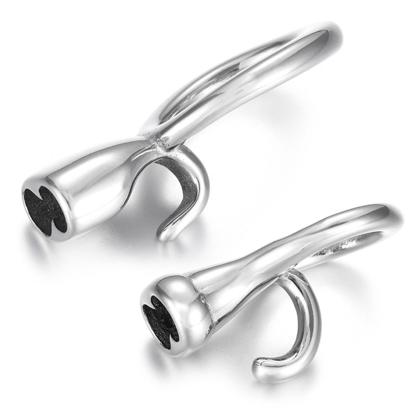 Stainless Steel End Cap Hook: Double Hole 5mm Leather Cord Connector - Etsy