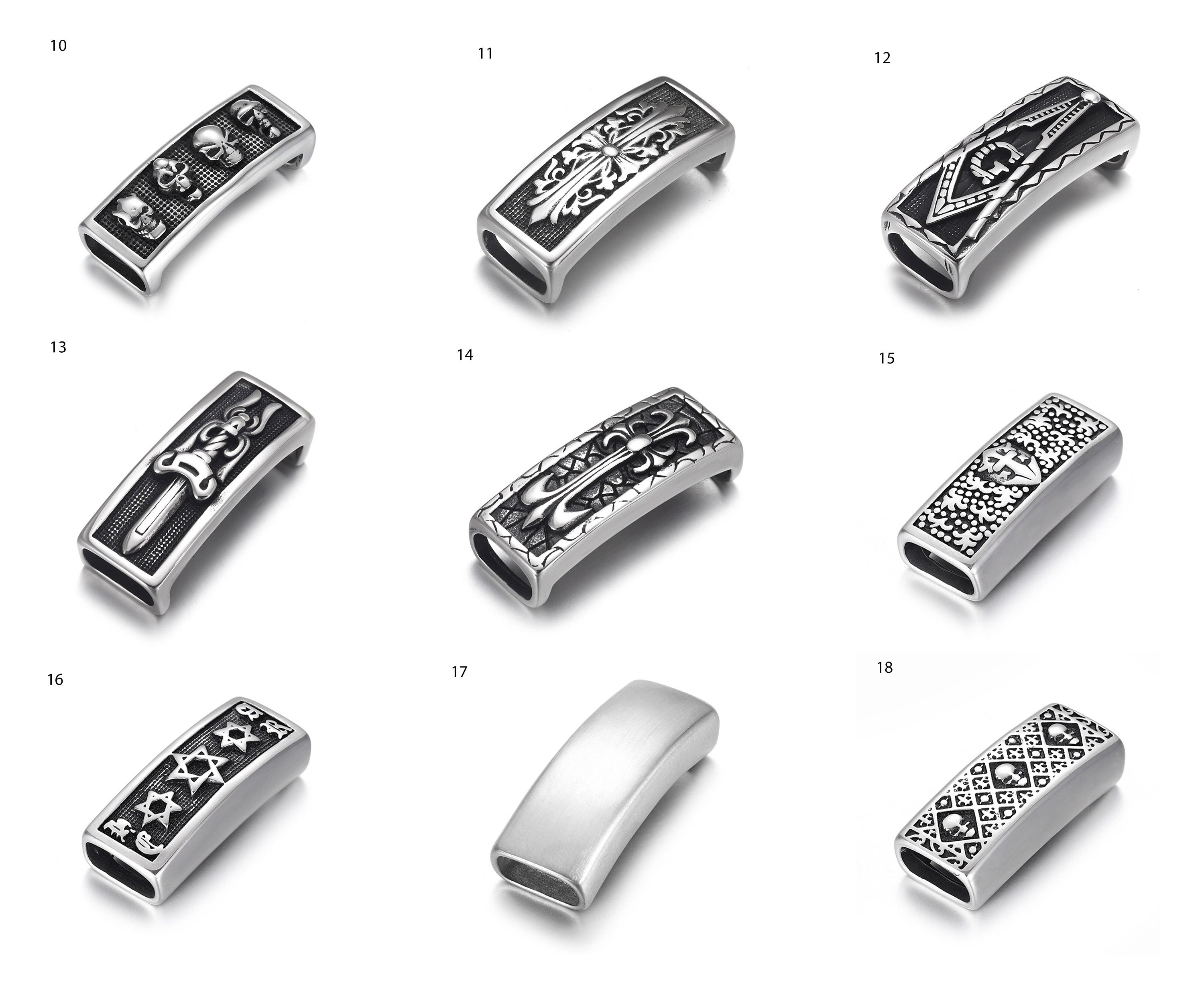 2pieces Stainless Steel Slide Charms Skull Punk Patterned - Etsy