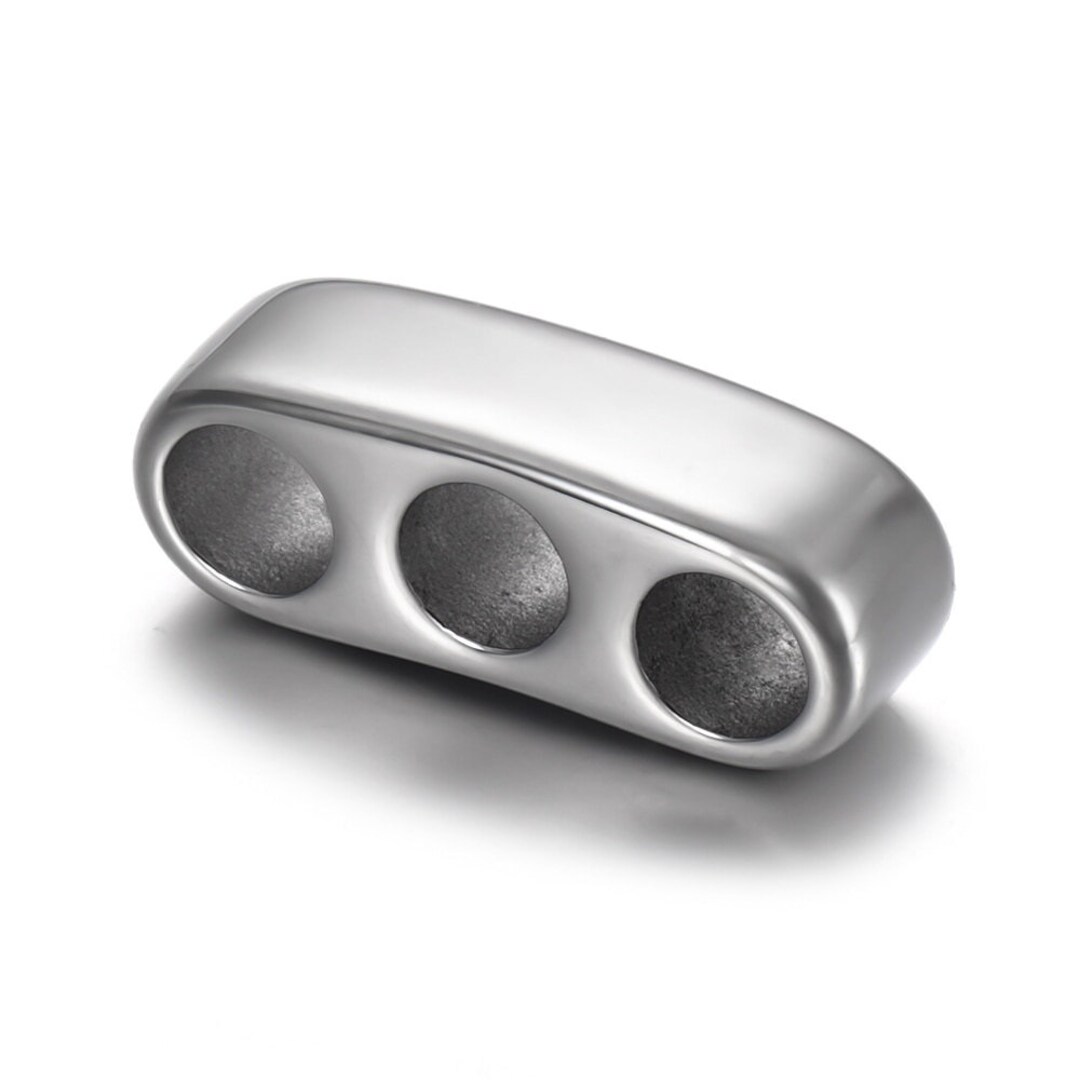 2pcs Stainless Steel Three Hole Positioning Beads Fit 4mm Leather ...