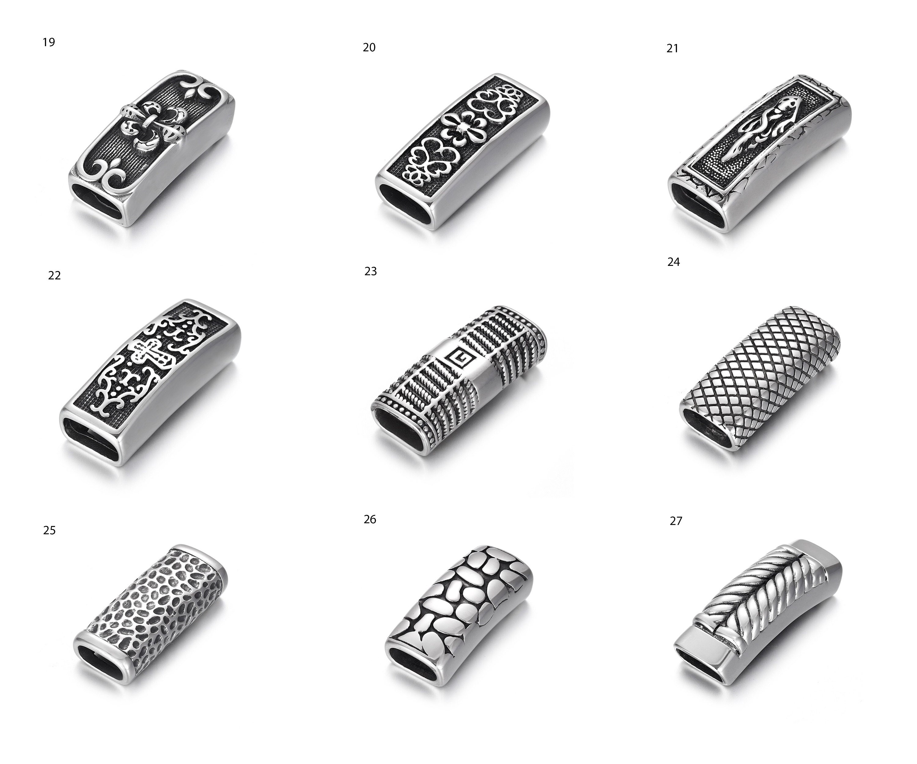 2pieces Stainless Steel Slide Charms Skull Punk Patterned - Etsy