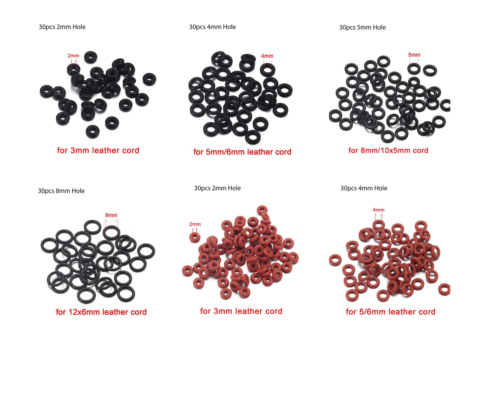 30pcs Rubber O-ring Positioning of Beads Charms for Leather - Etsy