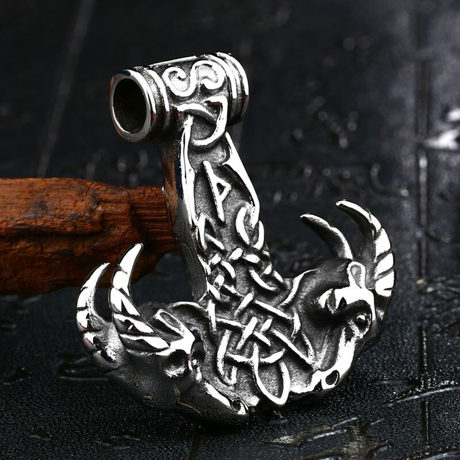 Viking Thor's Hammer Celtic Knot Goat Skull Pendant - Etsy