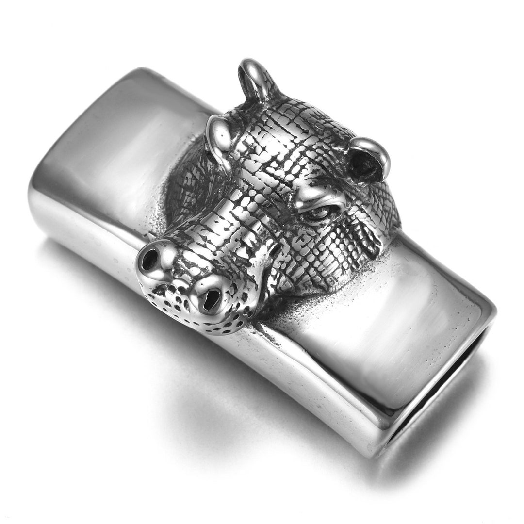 Stainless Steel Slider Beads Hippo Head 13*7mm Hole Slide Charms for ...
