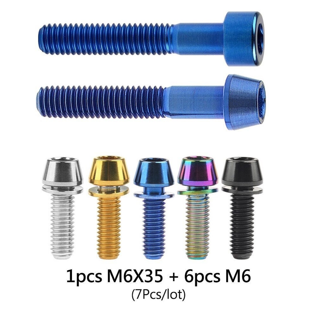 Titanium Taper Head Bolts: M6 Bike Fastener Set - Rainbow, Gold, Blue ...