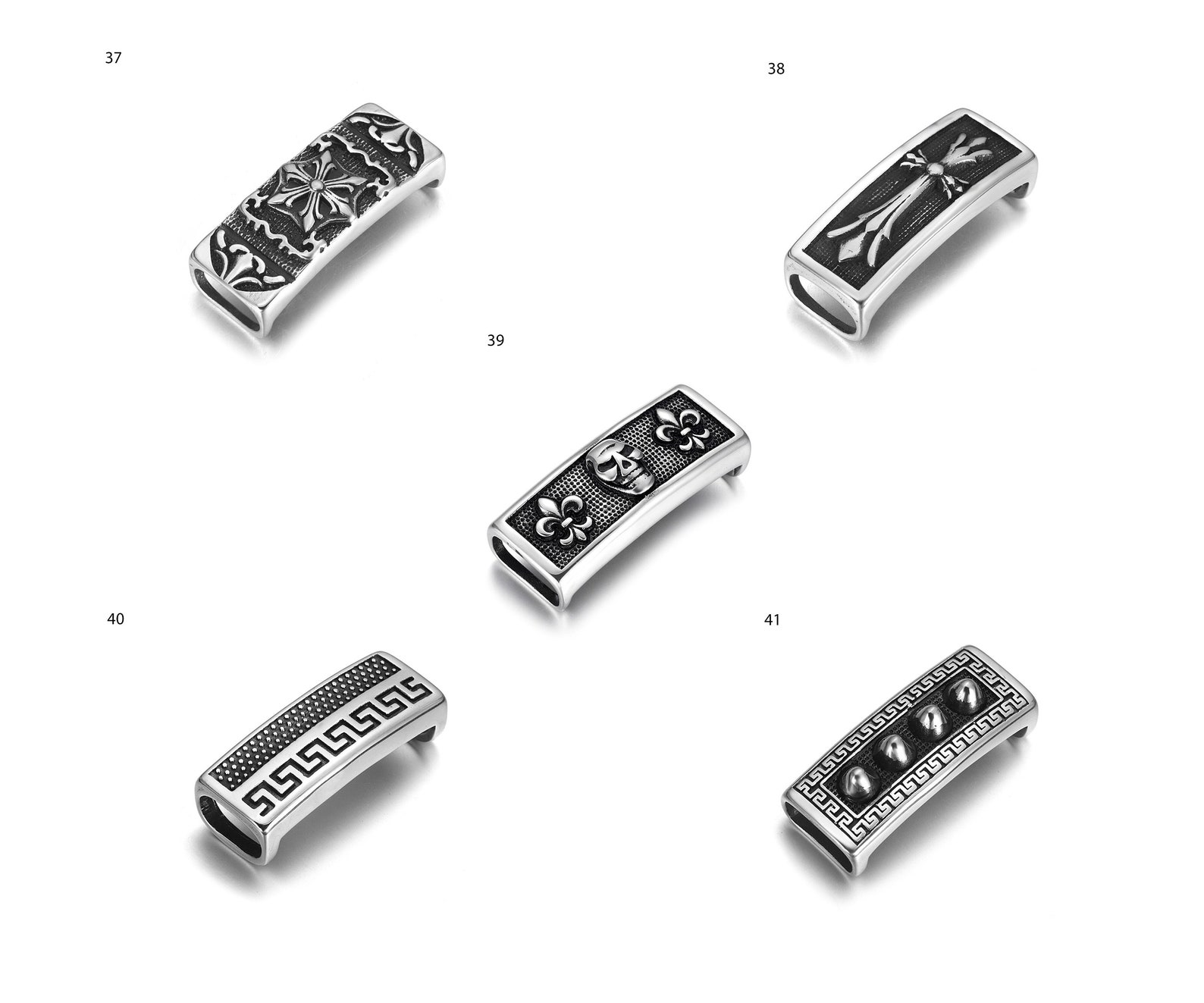 2pieces Stainless Steel Slide Charms Skull Punk Patterned - Etsy