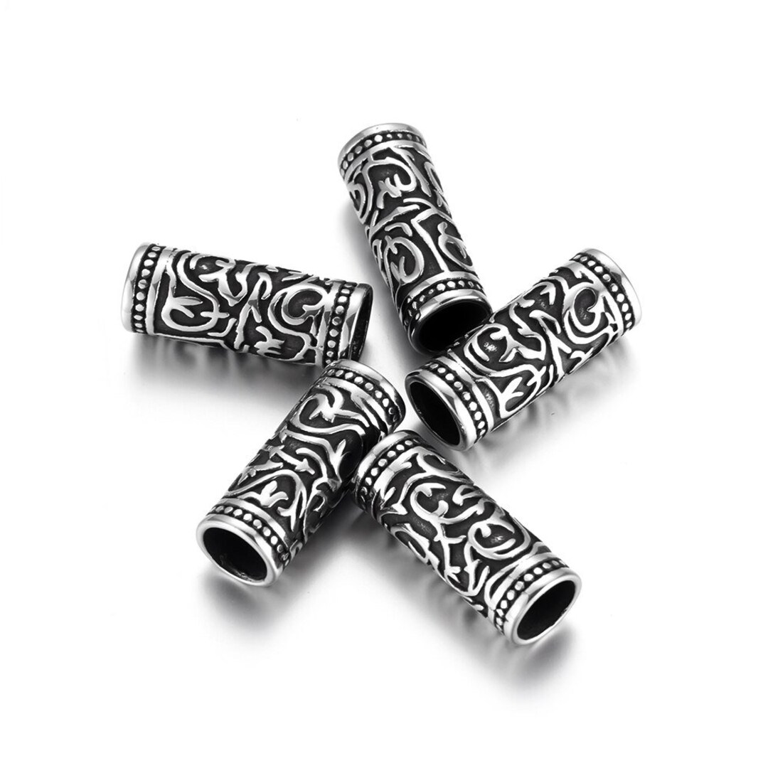 Stainless Steel Slider Tube Beads Squiggle Blacken Slide Charms for 7mm ...
