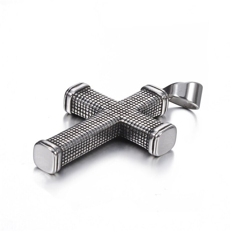 Mens Stainless Steel Chain Silver Cross Double Sided Religion - Etsy