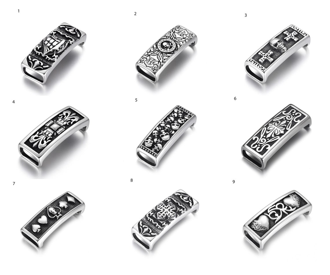 2pieces Stainless Steel Slide Charms Skull Punk Patterned - Etsy