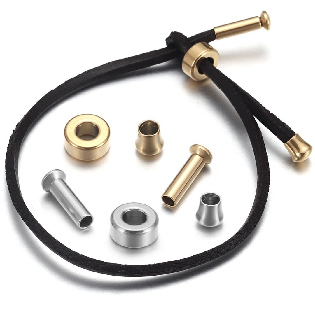 10sets Stainless Steel 18K Gold Fastener Clasp End Cap Spacer Beads for ...