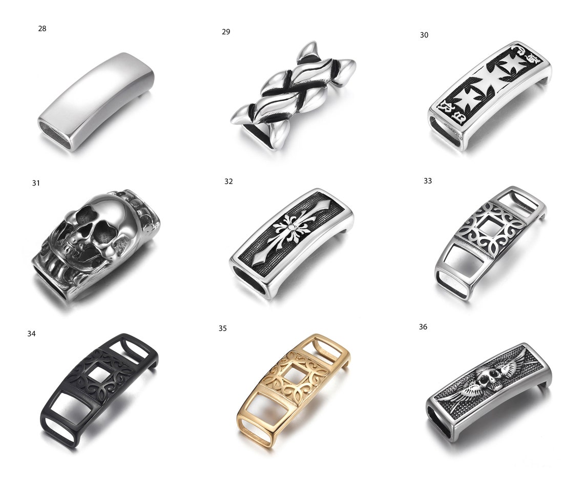 2pieces Stainless Steel Slide Charms Skull Punk Patterned - Etsy