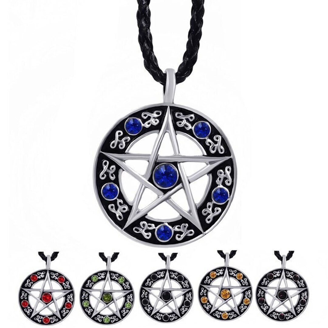 Mens Womens Blue/red/black/green/purple Czs Pentacle Pentagram - Etsy