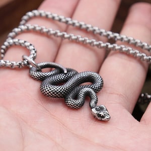 Gothic Snake Pendant Necklace for Mens Stainless Steel Animal Pendants ...