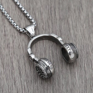 Punk Hip Hop DJ Music Headphone Pendant Necklace Long Chain Men Women ...