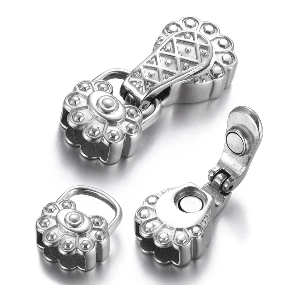Magnetic Stainless Steel Clasp: Silver Fold Over Buckle, 10x4mm Leather ...