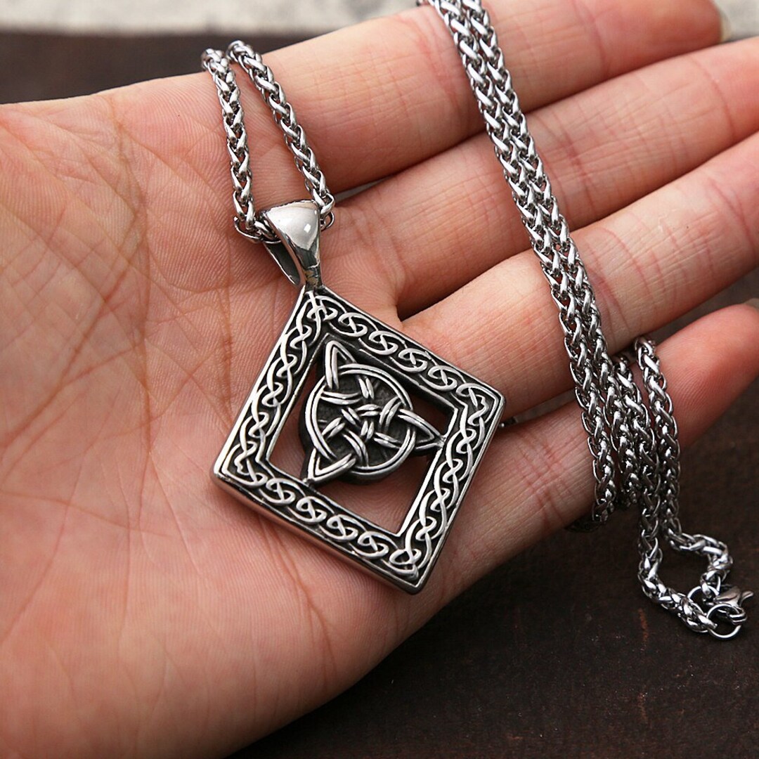 Vintage Viking Odin Rune Necklace Men for Chain Punk Stainless Steel Celtics Knot Necklace ...