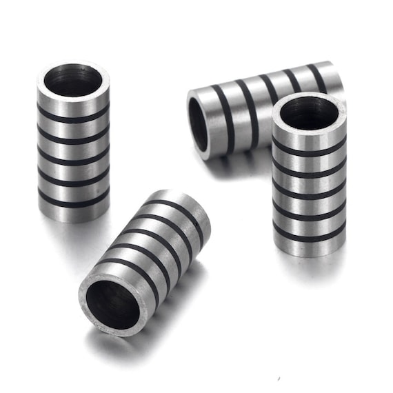 4pcs Stainless Steel Tube Beads 7.6mm Hole Metal Slide Bead - Etsy