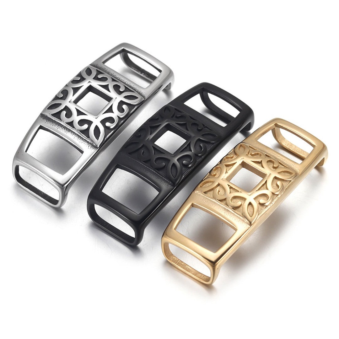 Stainless Steel Cutout Slide Charm: Punk Leather Bracelet Bead (12x6mm ...