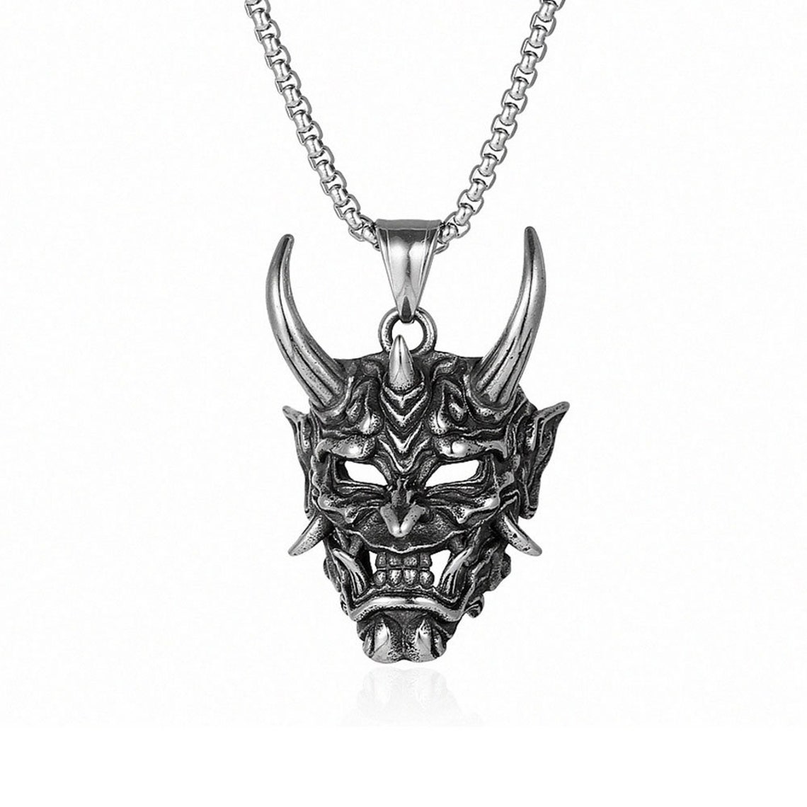 Gothic Stainless Steel Fangs Prajna Mask Pendant Necklace Punk - Etsy