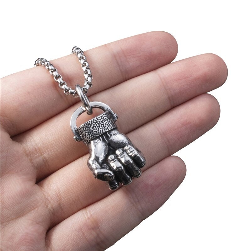 Men's Champion Fitness Power Fist Boxer Pendant Necklace - Etsy