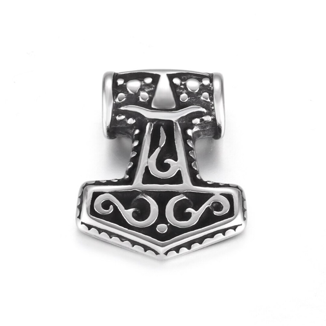 Stainless Steel Viking Thor Hammer Pendant Hole 4mm for Necklace DIY ...