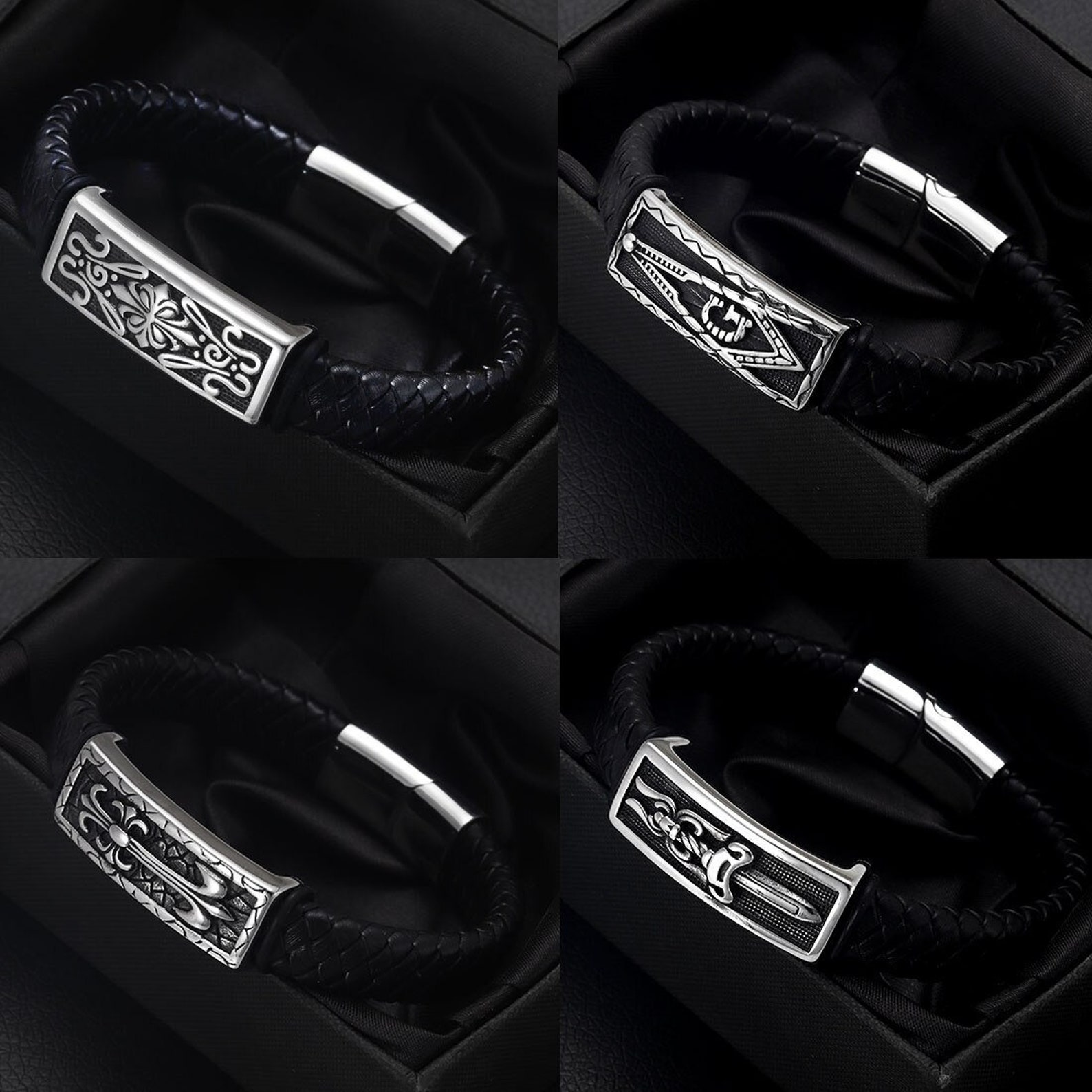 2pieces Stainless Steel Slide Charms Skull Punk Patterned - Etsy