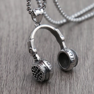 Punk Hip Hop DJ Music Headphone Pendant Necklace Long Chain Men Women ...