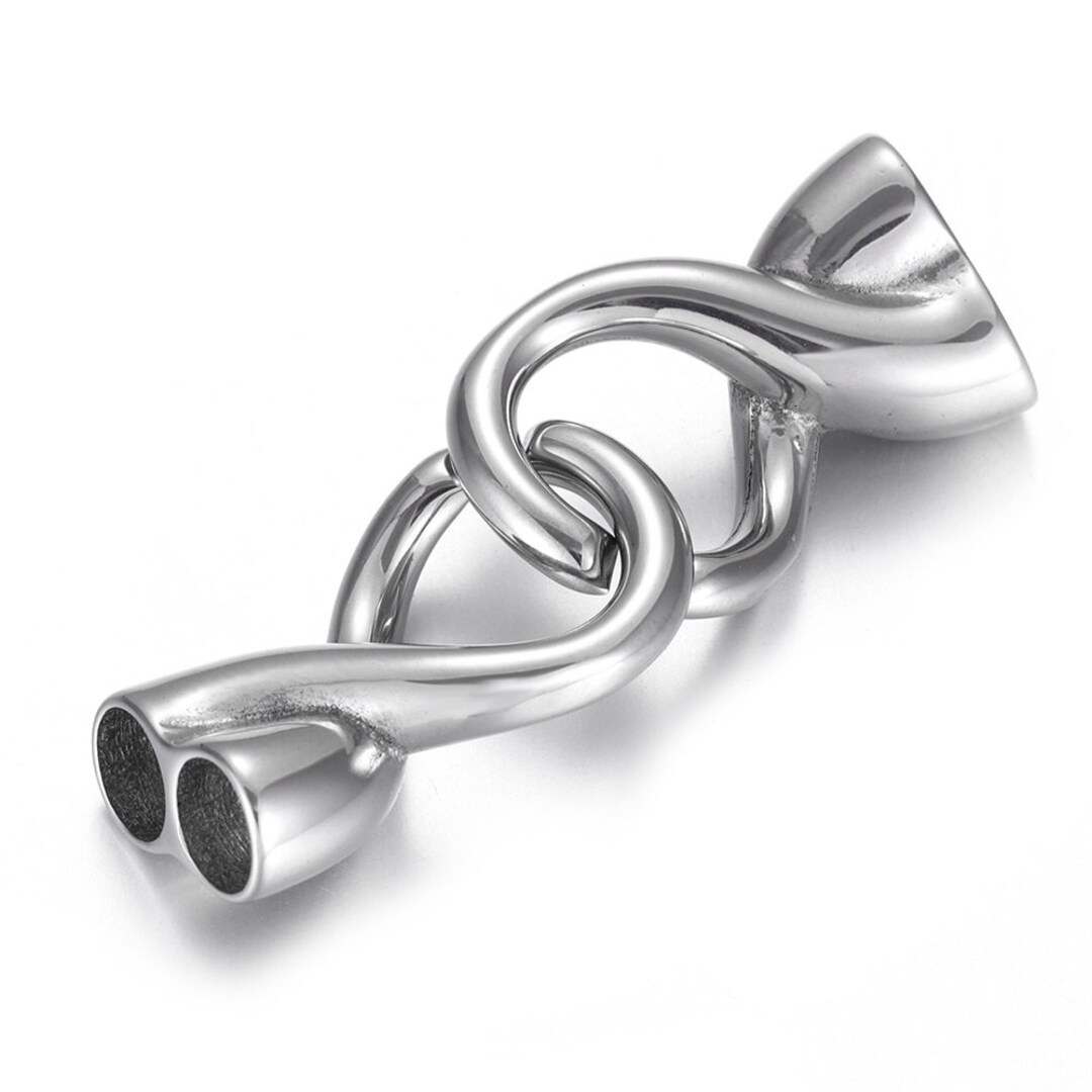 Stainless Steel Interlocking Clasps Set Double Hole 6mm Connector ...