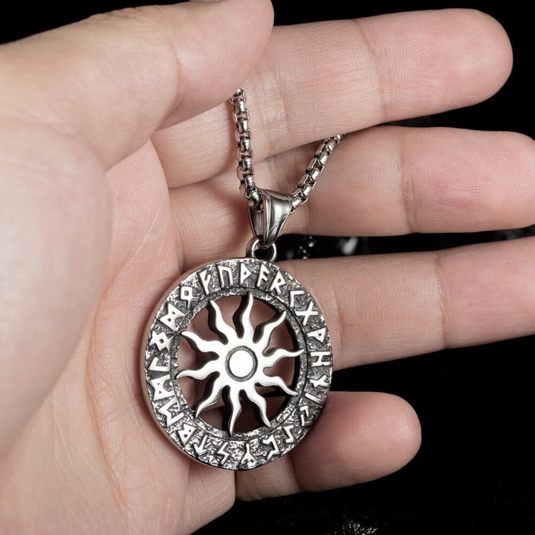 Vintage Sun God Apollo Pendant Necklace Fashion Round Nordic Stainless ...