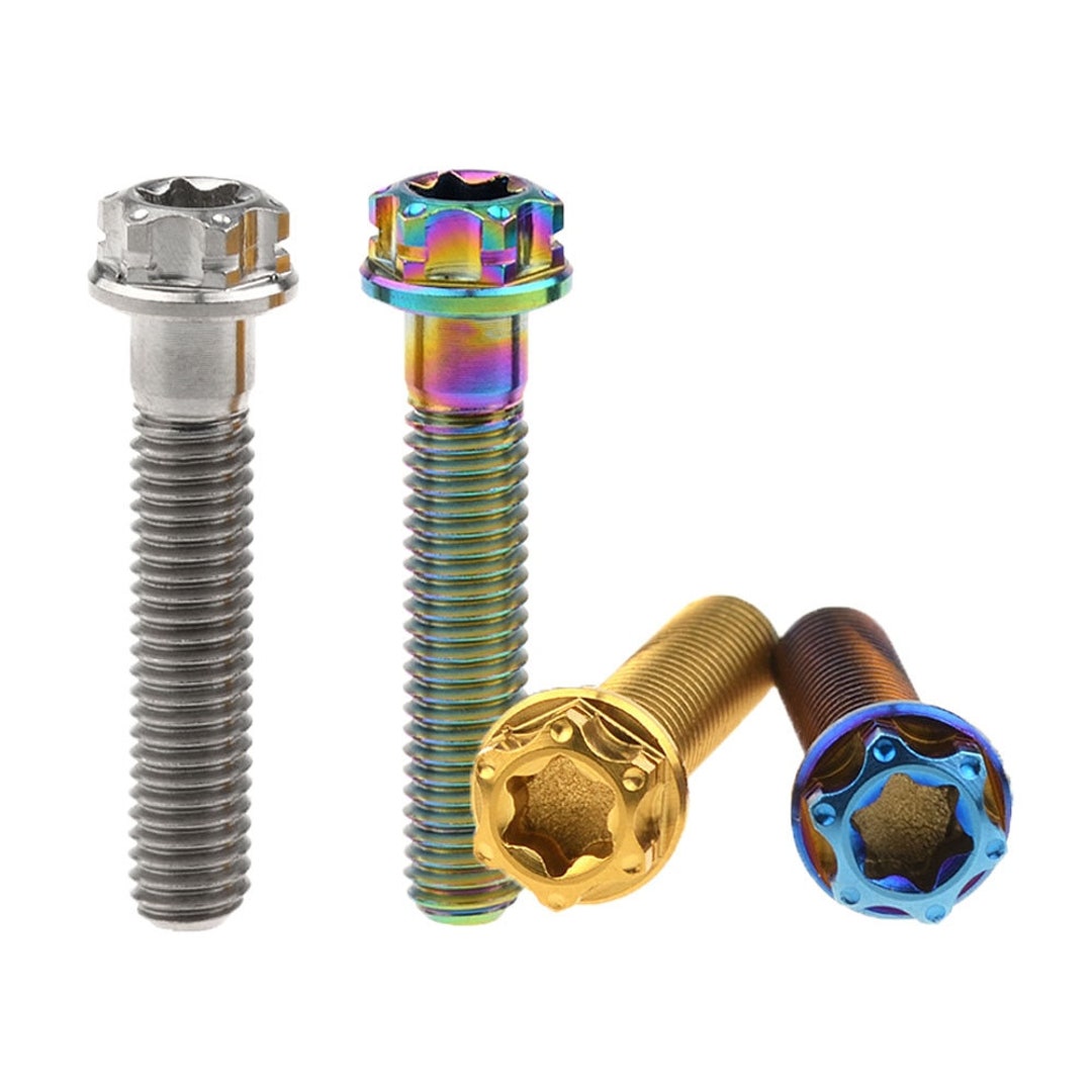 Ti Titanium Alloy Bolts M6x30mm Flange T30 Torx Head Bolt Screws for Bicycle Headset Cap MTB ...
