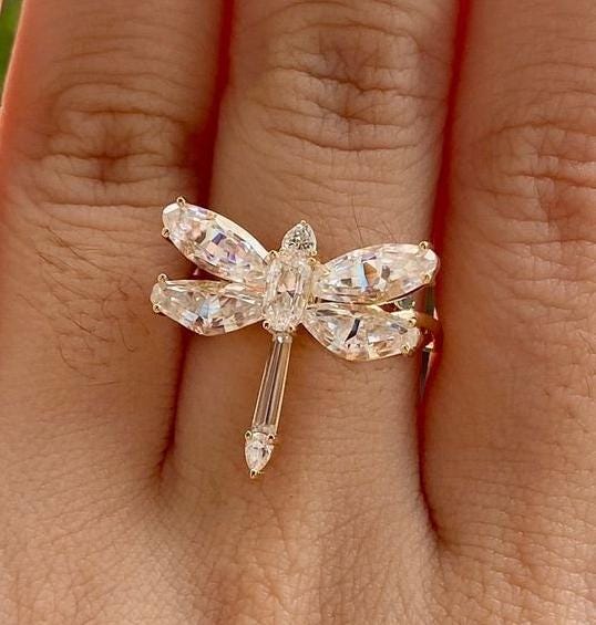 Dragonfly Wedding Ring, Libellule Insect Animal Ring, Multi-shape ...
