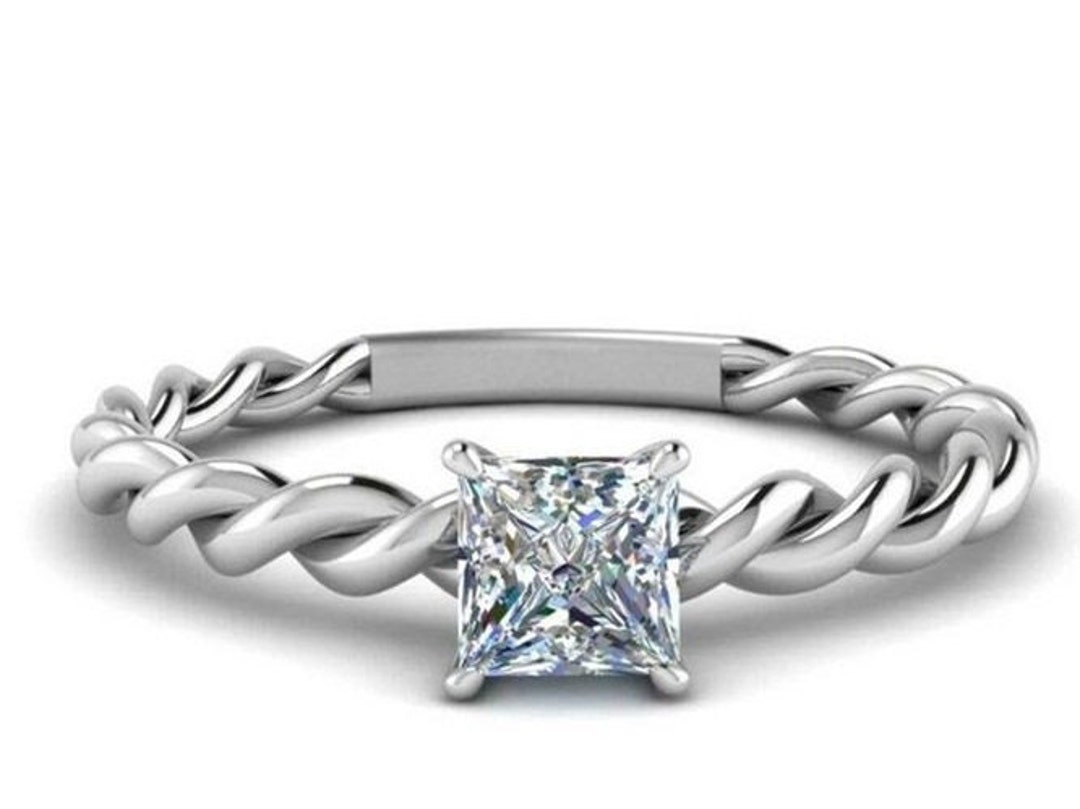 Solitaire Moissanite Band Solitaire Twisted Band 1.5ct - Etsy