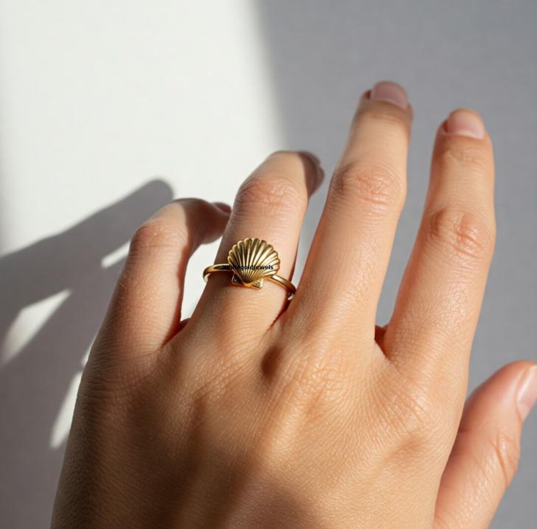 Dainty Seashell Ring, Scallop Shell Ring, Summer Beach Jewellery, Gift ...