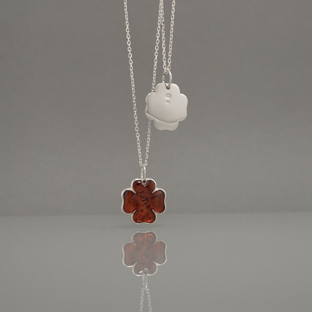 Charm Amber Pendant, Four Leaf Clover, Good Luck Charm, Minimalist ...