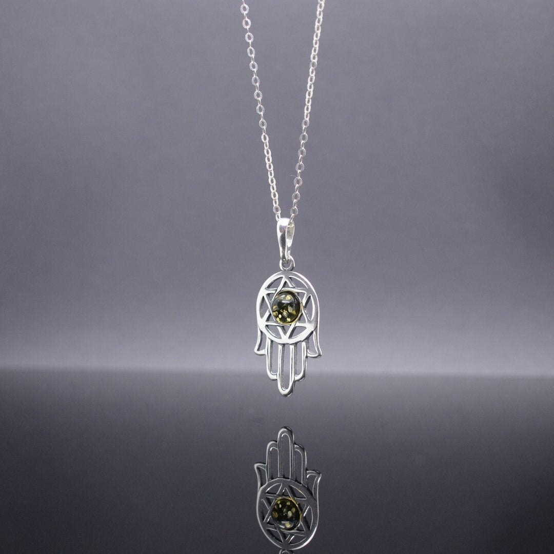 Hamsa Pendant With Silver Chain Star of David Jewish Hamsa - Etsy