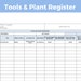 Tools & Plant Register Template, PROJECT MANAGEMENT - Etsy New Zealand
