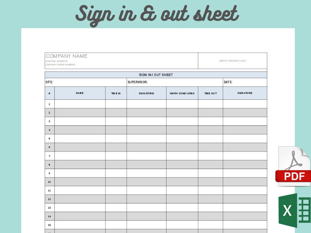 Sign In/out Sheet, PROJECT MANAGEMENT - Etsy
