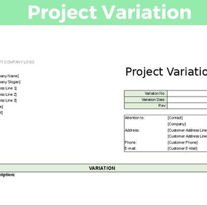 Project Variation Template + (free Variation Register), PROJECT ...