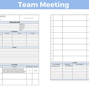 Team Meeting Template, PROJECT MANAGEMENT - Etsy