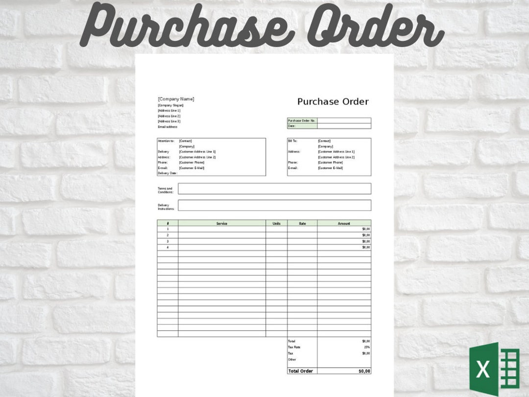 Purchase Order Template, PROJECT MANAGEMENT - Etsy