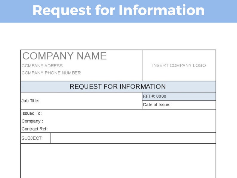 Request for Information (RFI) + Free Register, PROJECT MANAGEMENT - Etsy