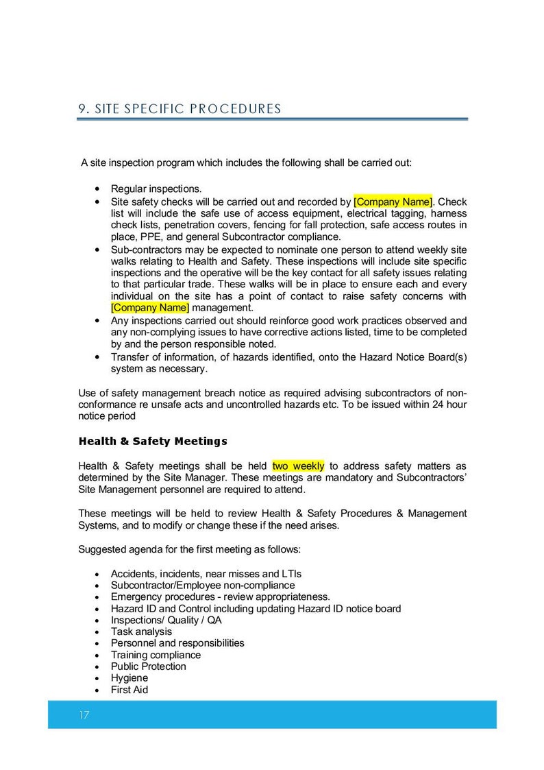 SSSP (site Specific Safety Plan) - Etsy