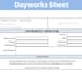 Dayworks Sheet Template, PROJECT MANAGEMENT - Etsy New Zealand